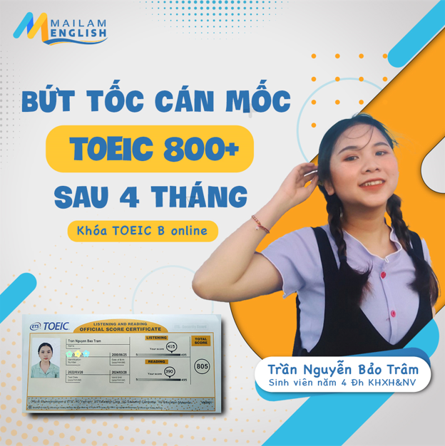 Luyện thi ONLINE CẤP TỐC đạt TOEIC 800+ sau 4 tháng